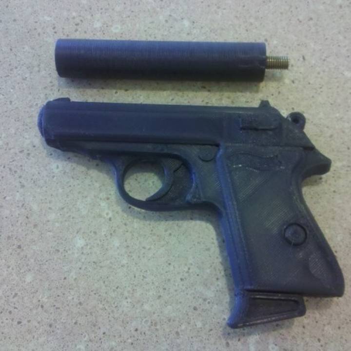 3D Printable WALTHER PPK Silencer & FULL MODEL by Mark Fuller