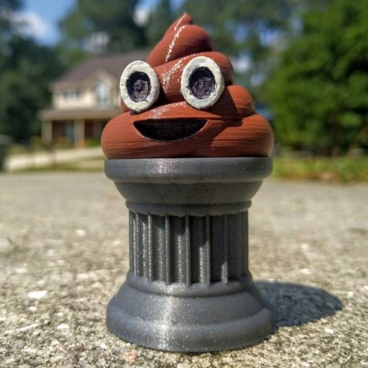 3D Printable Poop Emoji Trophy by Mark Fuller