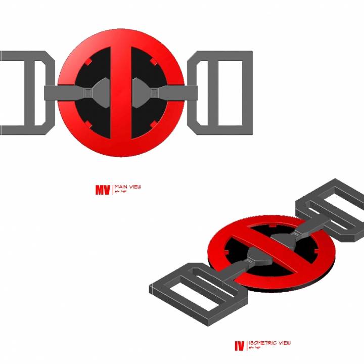 3D Printable Deadpool Inspired Static Belt Buckle by FanGEEKtastic