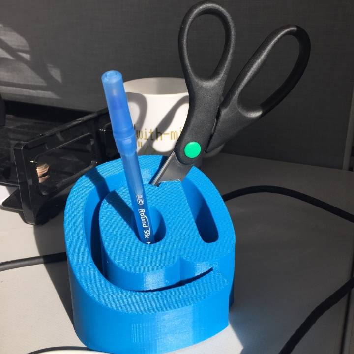 3D Printable @ Pen Holder by Sergey Chernyshev
