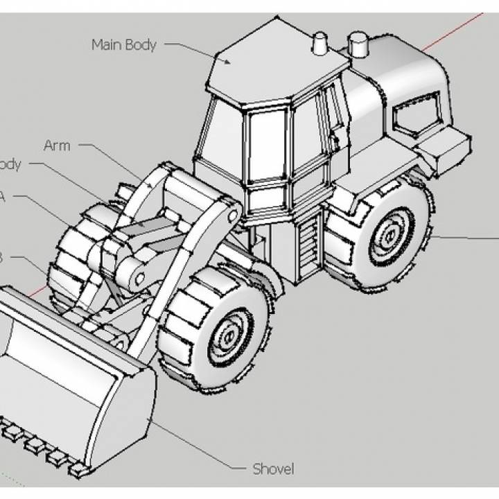 3D Printable Easy to print Generic Front Loader (esc: 1:100) by Luis ...