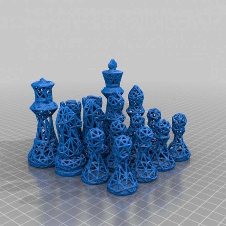 3D Printable Chess Set Wireframe by Giulia Principe