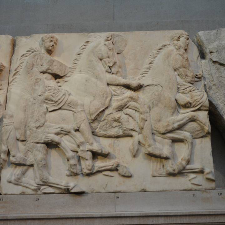 3D Printable Parthenon Frieze _ South XI, 29-31 by Scan The World