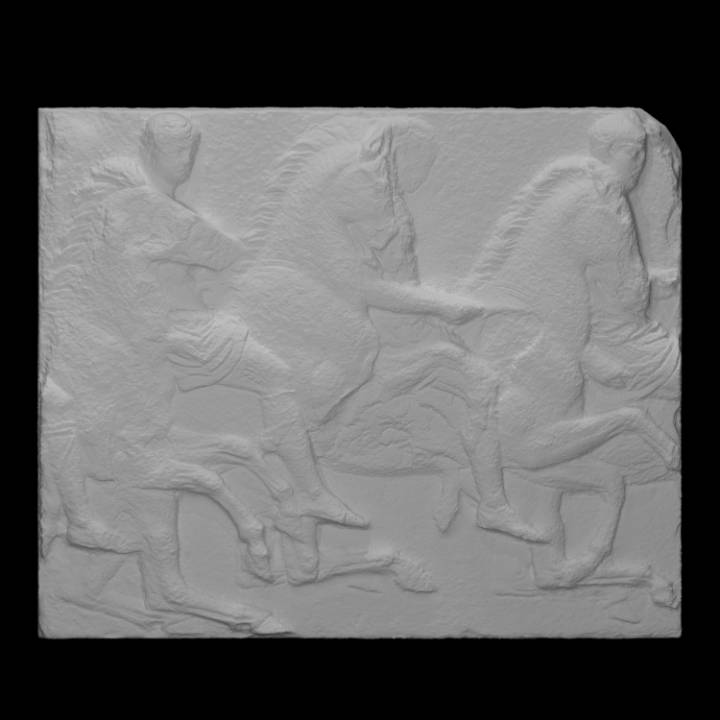 3D Printable Parthenon Frieze _ South XI, 29-31 by Scan The World