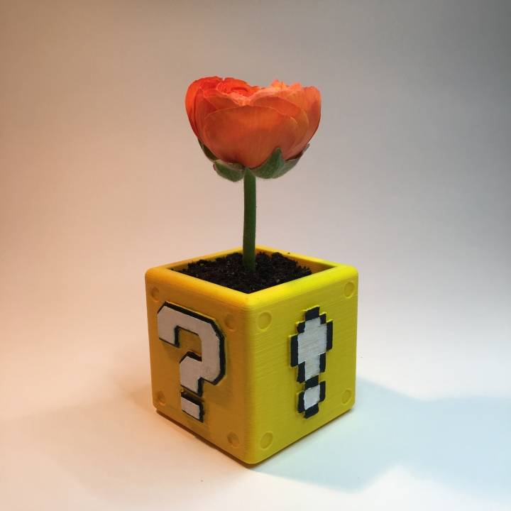 3D Printable Mario Block Planter by Fotis Mint Studios