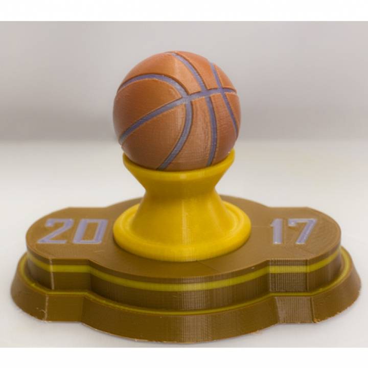 3D Printable Multi-color Basketball Trophy by Mosaic Manufacturing