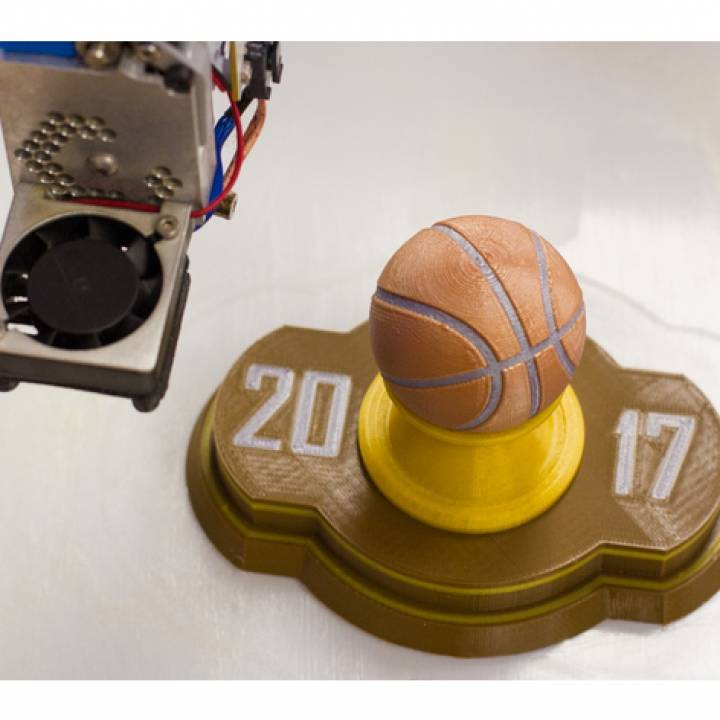 3D Printable Multi-color Basketball Trophy by Mosaic Manufacturing