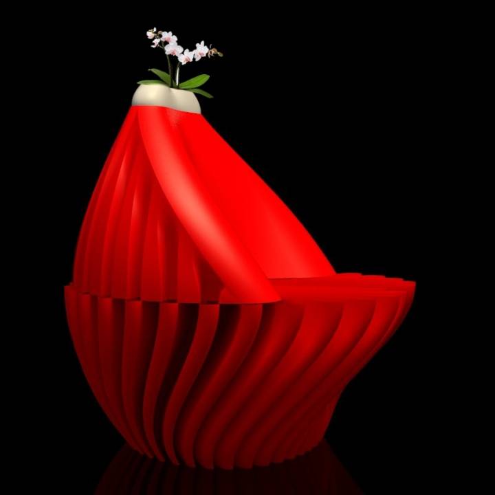 3D Printable Corrugated Vase Chair by Carlos Perez