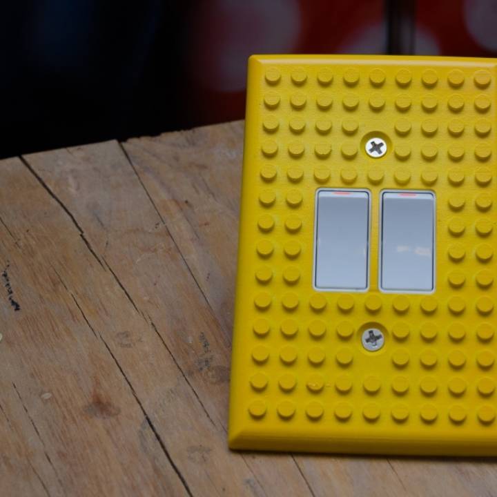 3D Printable Lego Compatible Light Switch Cover by Tom Van den Bon