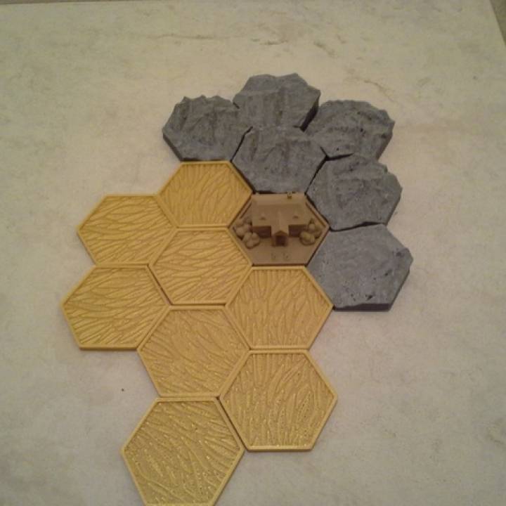 3D Printable Mountain Tile (hex) by John Bishop