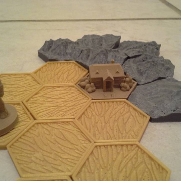 3D Printable Mountain Tile (hex) by John Bishop