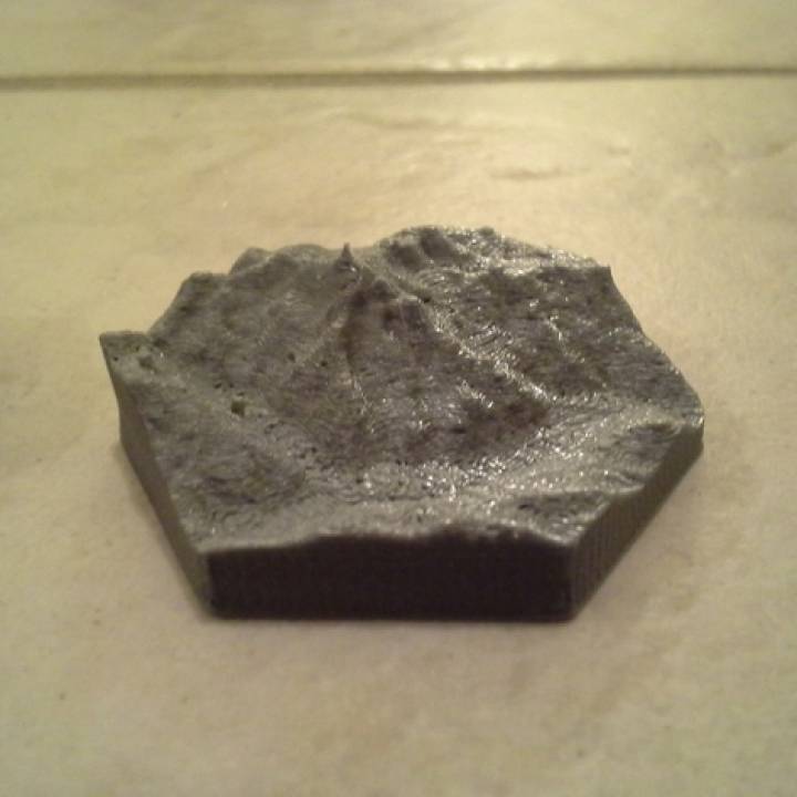 3D Printable Mountain Tile (hex) by John Bishop