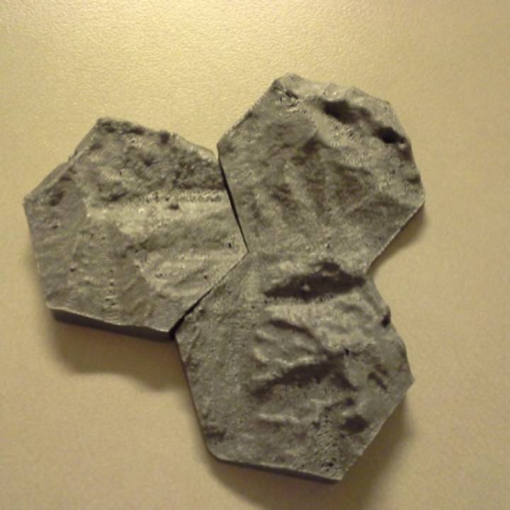 3D Printable Mountain Tile (hex) by John Bishop
