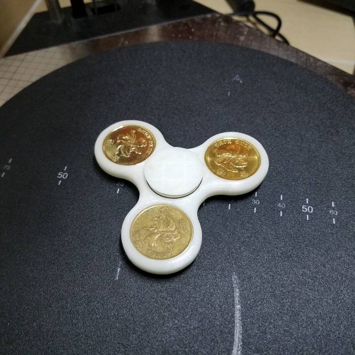 3D Printable Hong Kong 50 Cents Tri-Spinner Fidget Toy by Terry Tong