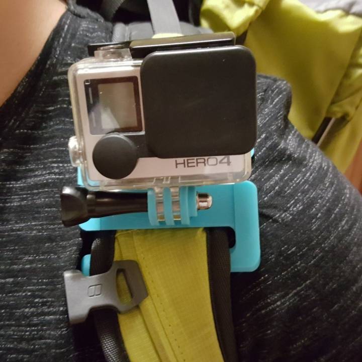 3D Printable GoPro Hiking Backpack Shoulder Strap Mount by Nick