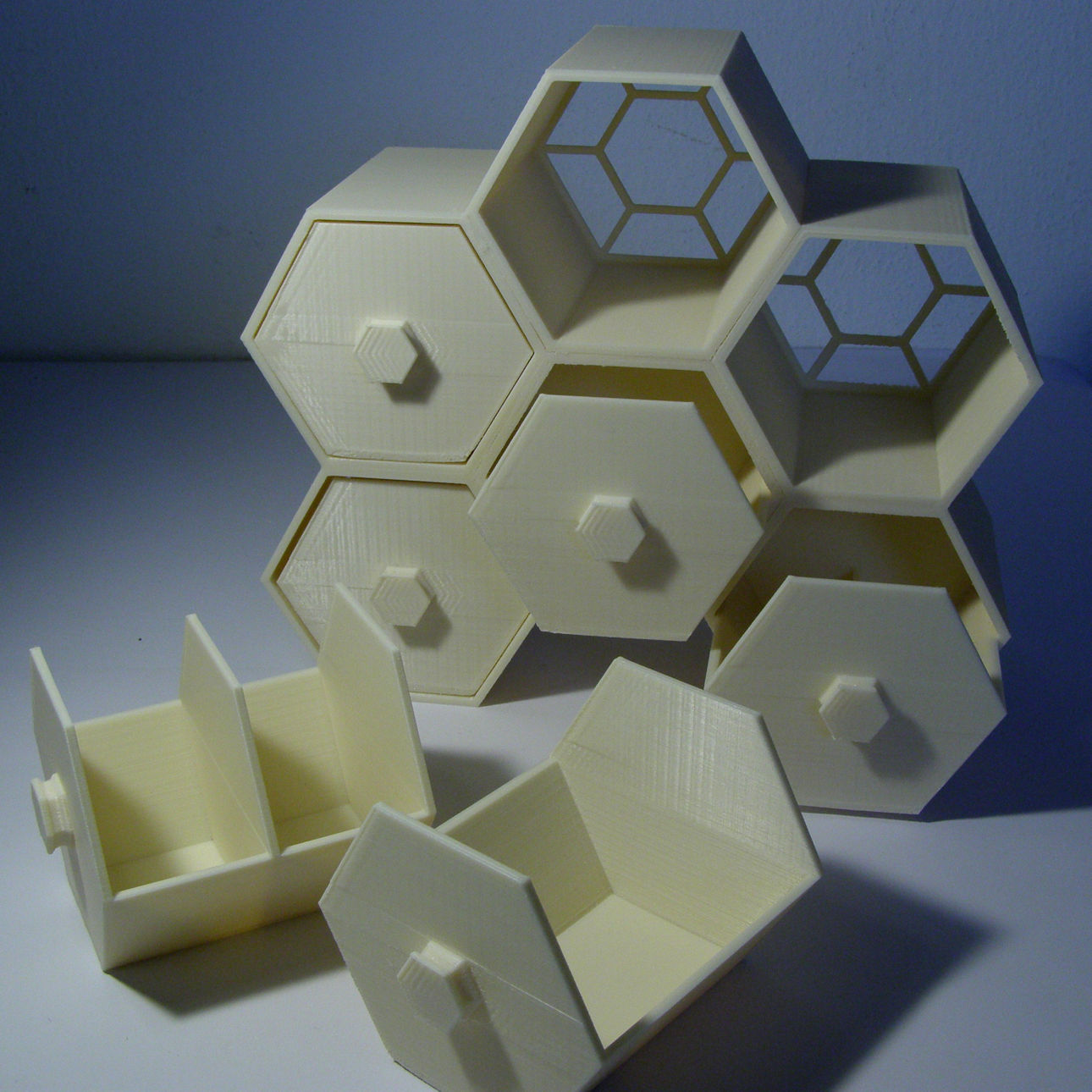 3D Printable Modular Hex Drawers by Dan O'Connell