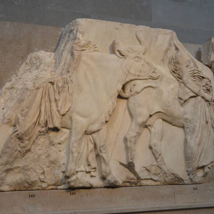 3D Printable Parthenon Frieze _ South XLVI, 142, 143, 144 by Scan The World