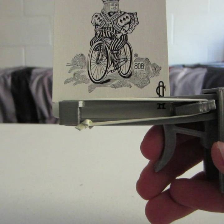 3D Printable Rubber Band Card Launcher by Eugene Pentland