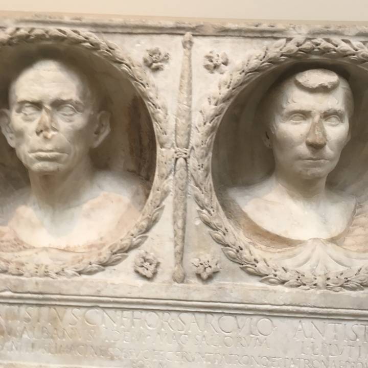 3D Printable Marble funerary relief of Lucius Antistius Sarculo and his ...