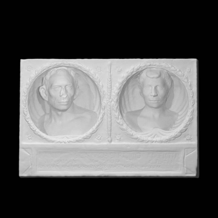 3D Printable Marble funerary relief of Lucius Antistius Sarculo and his ...