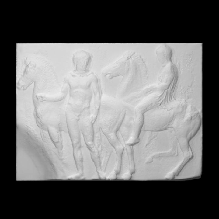 3D Printable Parthenon Frieze _ West V, 9-10 by Scan The World