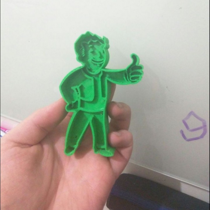 3D Printable Fallout 4 Vault Boy Cookie Cutter by Yuval Dascalu