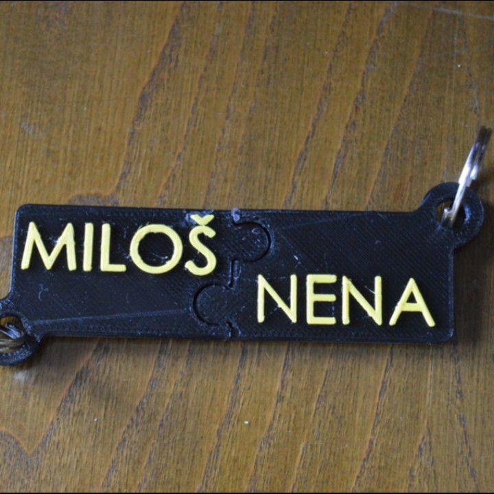 3D Printable Customizable puzzle keychain for couples (or friends) by ...