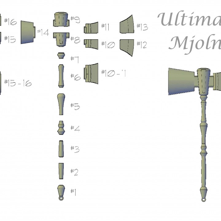 3D Printable Ultimate Mjolnir by FanGEEKtastic