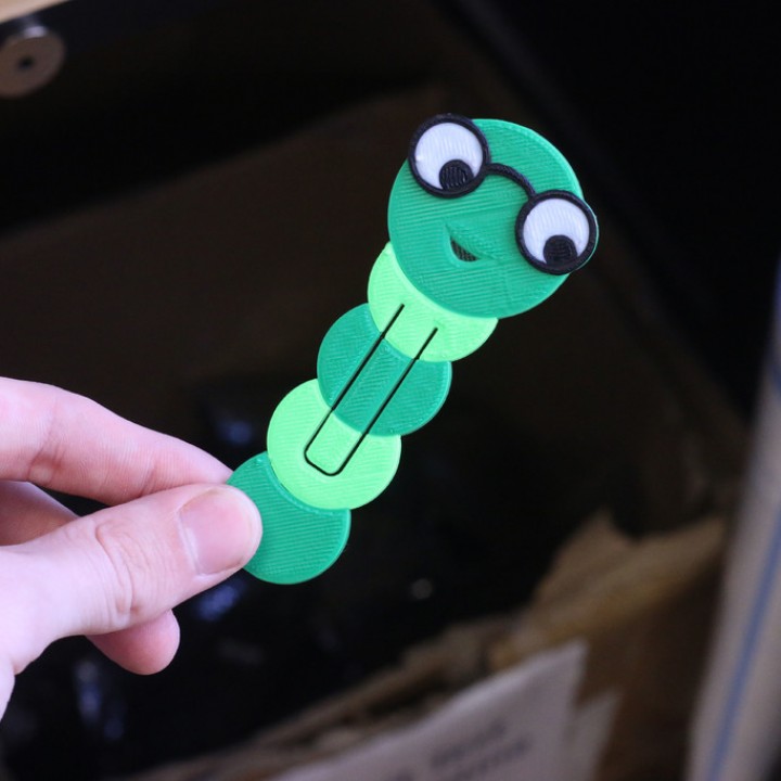 3D Printable Muli-color Bookworm Bookmark by Mosaic Manufacturing