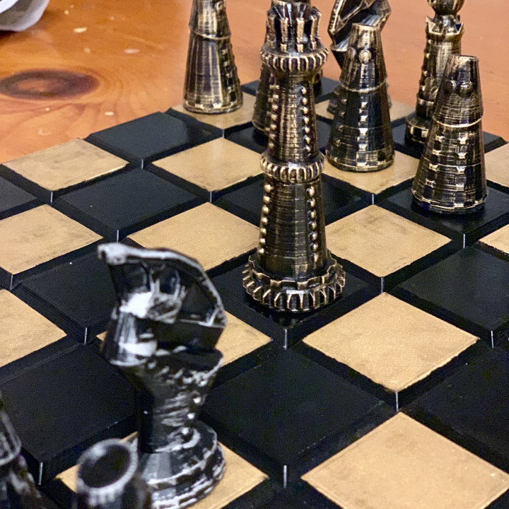 3D Print of Steampunk Chess Set by ThingsFromNothing