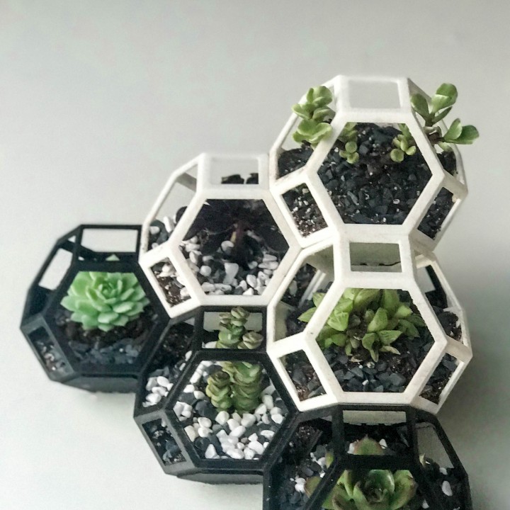 3D Printable Plantygon - Modular Geometric Stacking Planter by sam welch