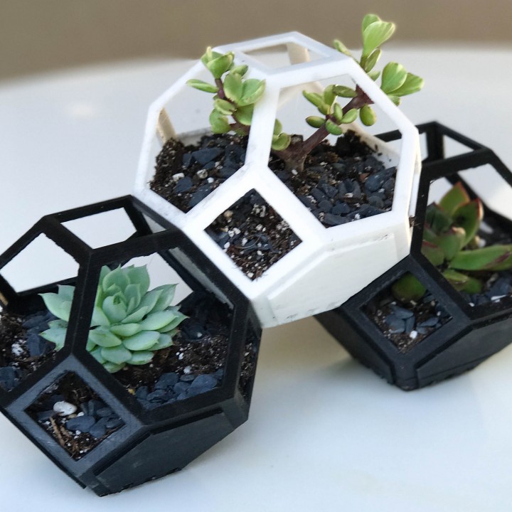 3D Printable Plantygon - Modular Geometric Stacking Planter by sam welch