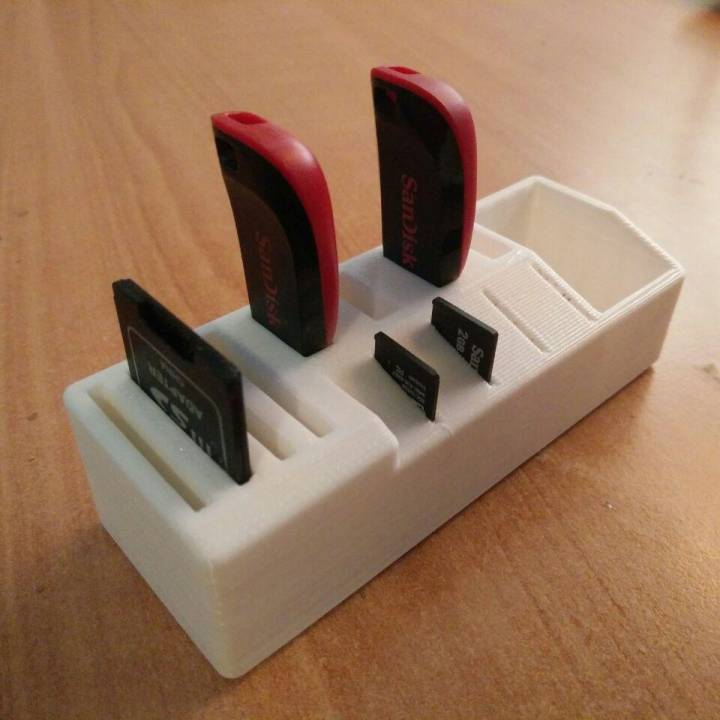 3D Printable USB and SD card holder by antonino furfaro