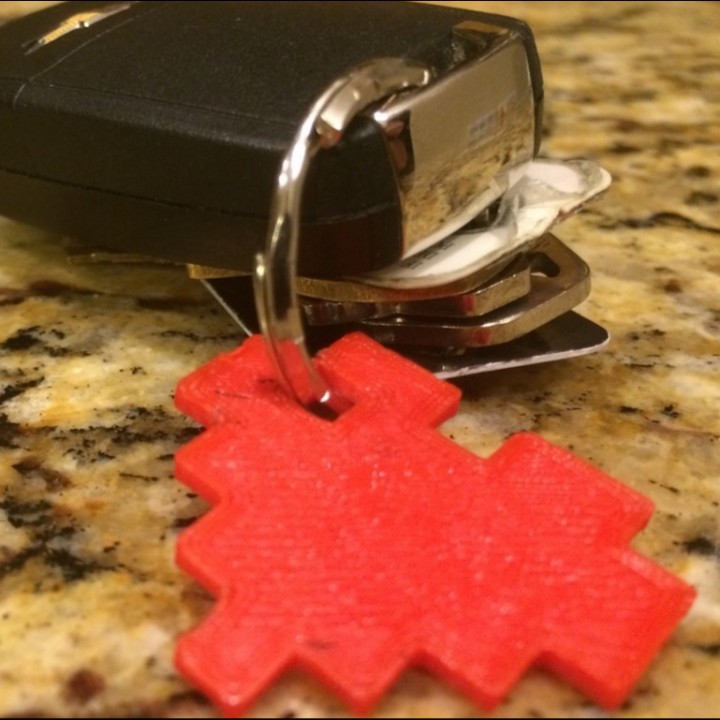 3D Printable 8-Bit Heart Keychain by Alex
