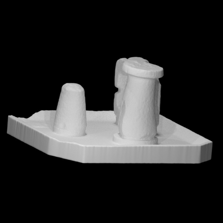 3D Printable Ensemble of two altars and a statue base with hieroglyphic ...