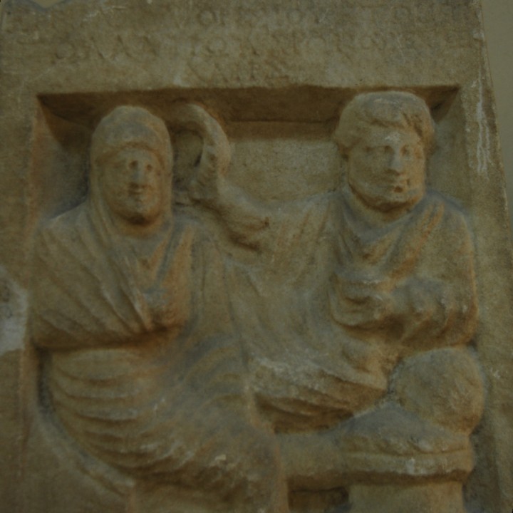 3D Printable Gravestone with a symposium scene by Scan The World