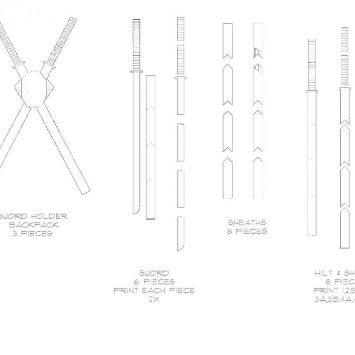 3D Printable Deadpool movie Inspired sword set by FanGEEKtastic