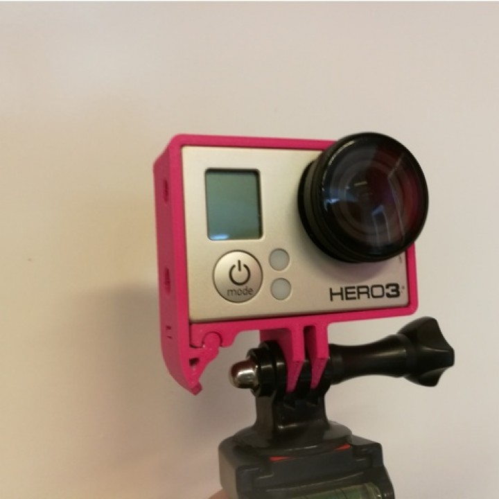 3D Printable GoPro Hero Frame w Hot Shoe Mount by Daniel Norée