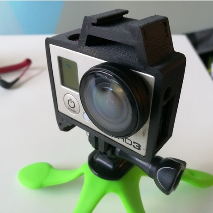 3D Printable GoPro Hero Frame w Hot Shoe Mount by Daniel Norée