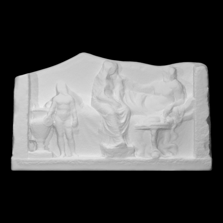 3D Printable Gravestone with symposium scene by Scan The World