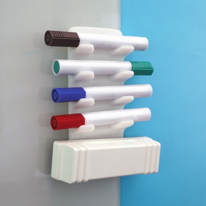 3D Printable Whiteboard marker holder by Adrian Mankovecký