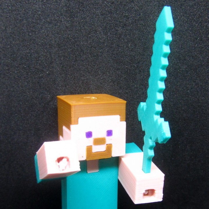 3D Printable Minecraft Steve Articulated (rubber band) by Paulo Ricardo ...