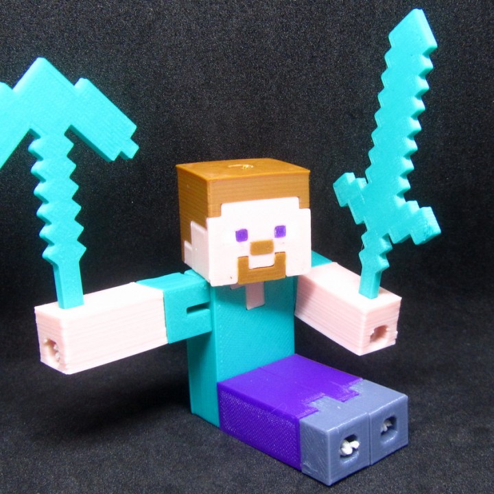 3D Printable Minecraft Steve Articulated (rubber band) by Paulo Ricardo ...
