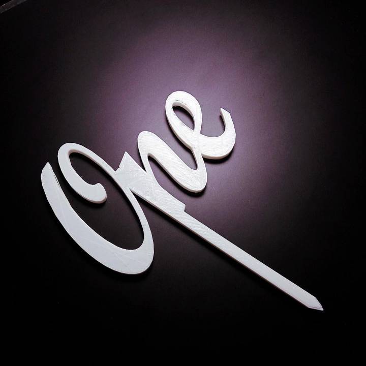 3D Printable One Cake Topper by Jonathan Maxwell