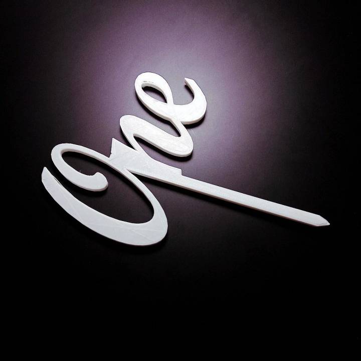 3D Printable One Cake Topper by Jonathan Maxwell