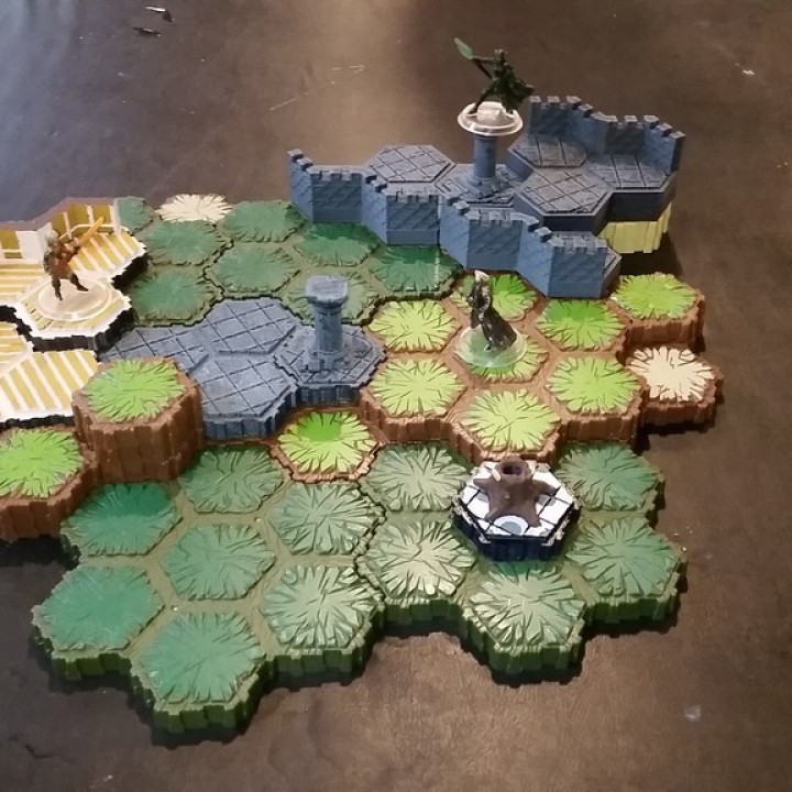 3D Printable Locking Hex Terrain Stone Path by Michael Hersel