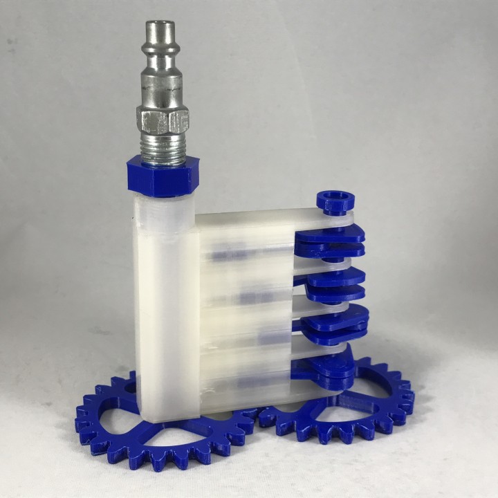 3D Printable Four Cylinder Air Engine, Experimental by Greg Zumwalt