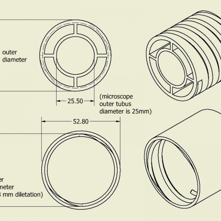 3D Printable Lumix LX3 Microscope Adapter by Martin Schiller