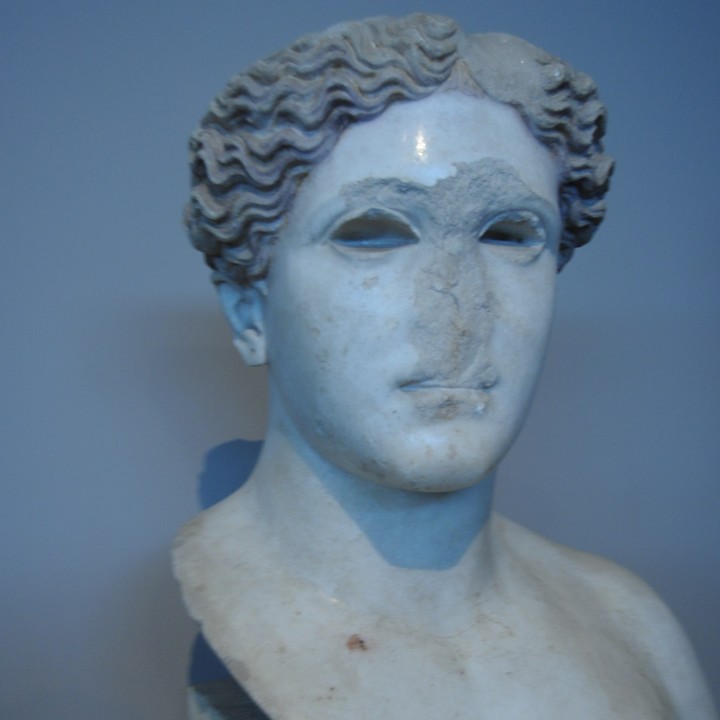 3D Printable Head and part of the chest of a female statue, possibly an ...