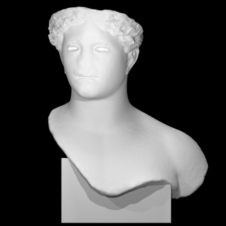 3D Printable Head and part of the chest of a female statue, possibly an ...